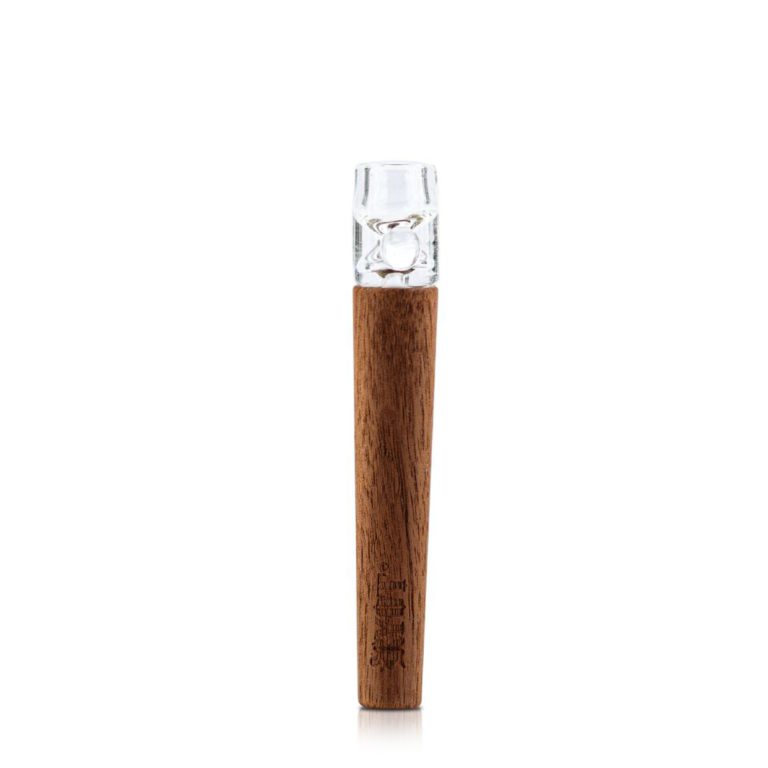 Wooden One Hitter with Glass Tip - 6 Pack